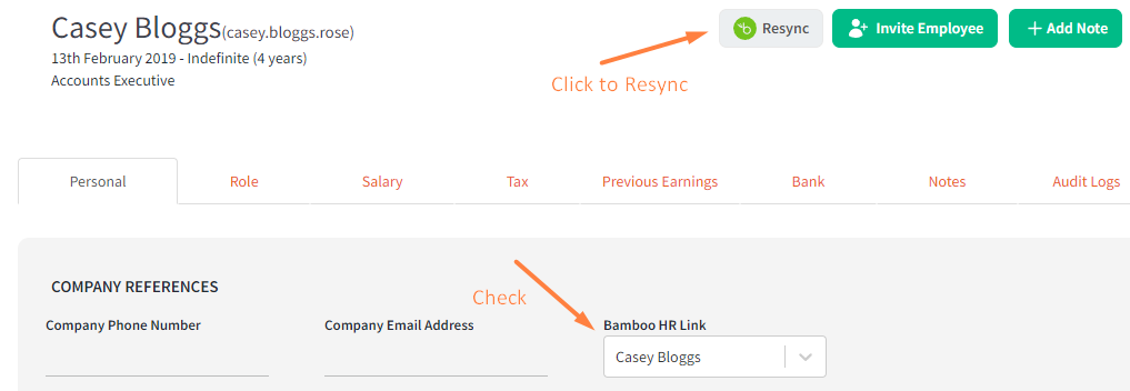 Re-Syncing an Individual Employee's Details from BambooHR – Buddy (MT)