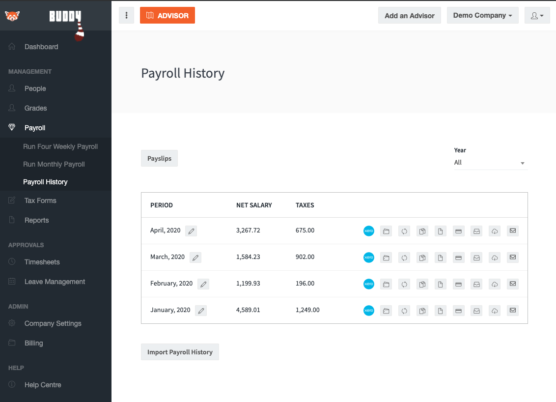 Payroll History Overview – Buddy