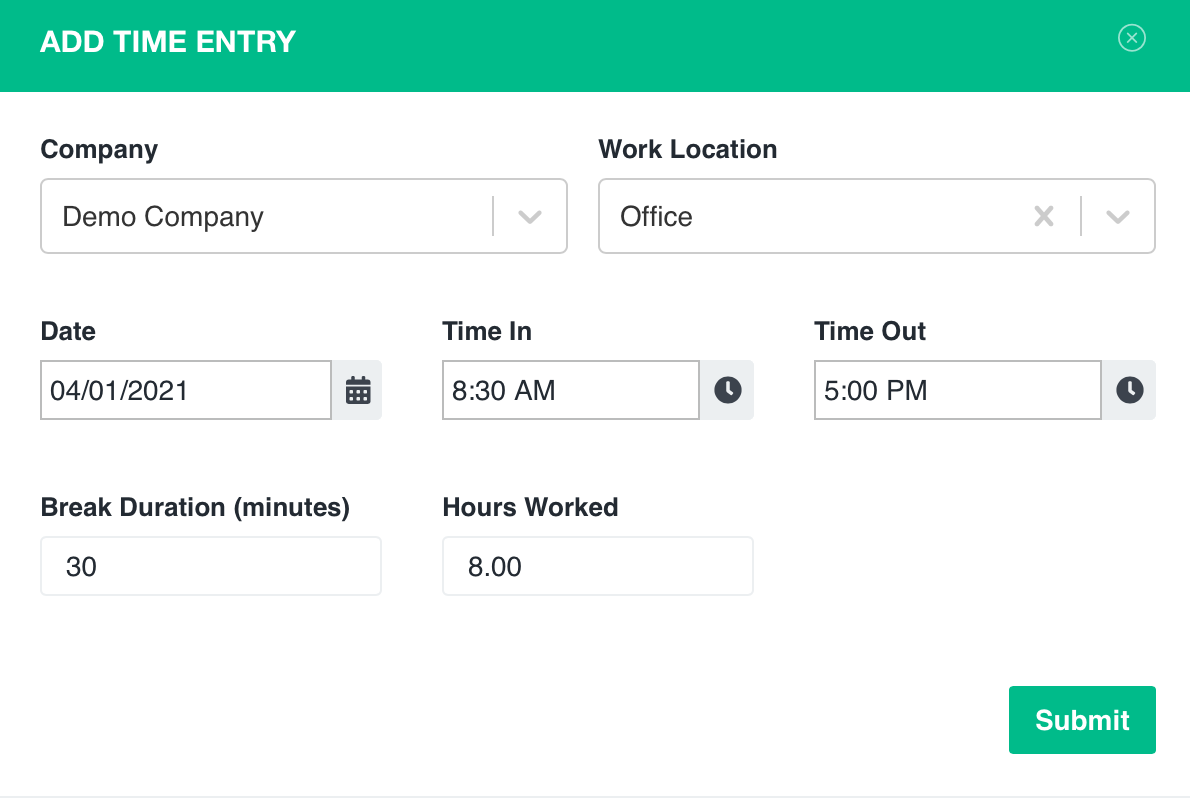 Adding Timesheet Entry – Buddy (MT)